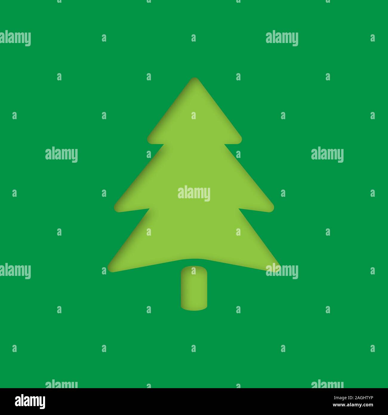 Fir tree paper cut out icon. Forest sign. Vector silhouette isolated ...