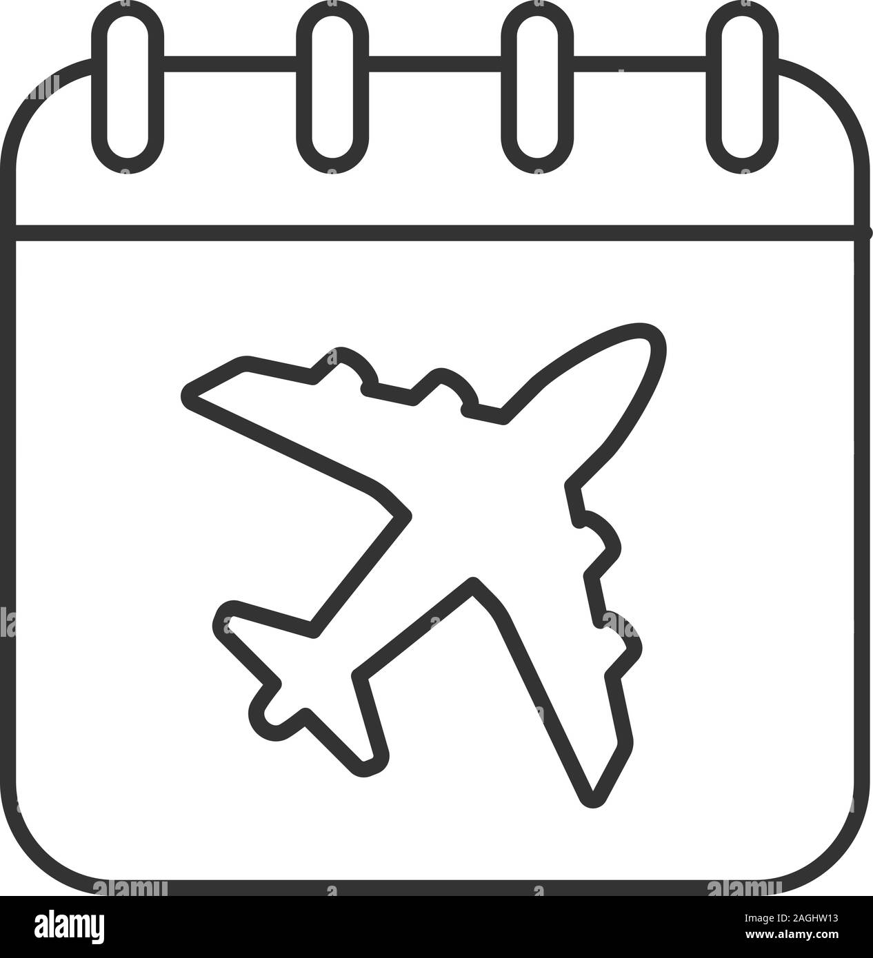 Flight date linear icon. Thin line illustration. Calendar page with ...