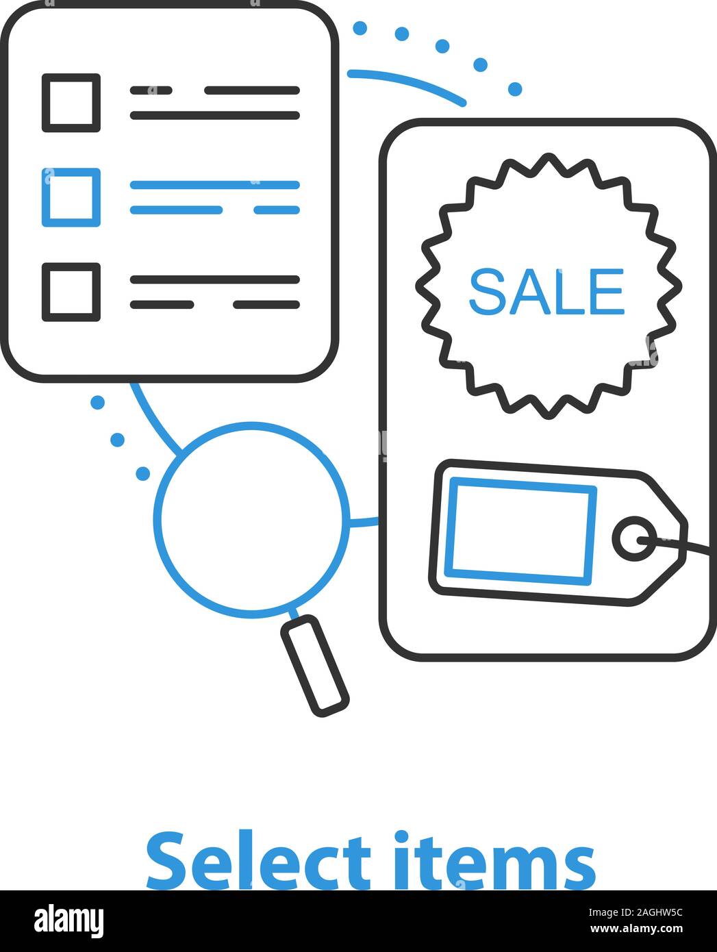 Select items concept icon. Market analyzing idea thin line illustration ...
