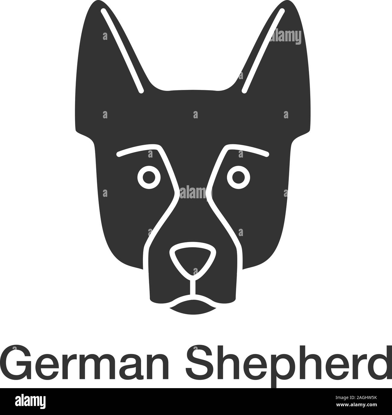 German Shepherd glyph icon. Alsatian. Guide dog breed. Silhouette ...