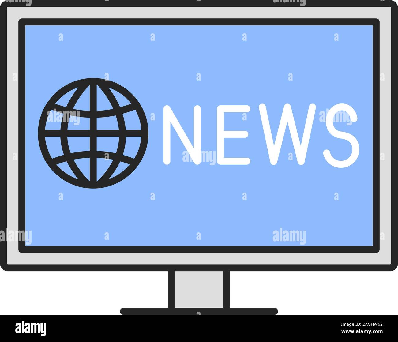 TV news color icon. Newscast. Isolated vector illustration Stock Vector ...