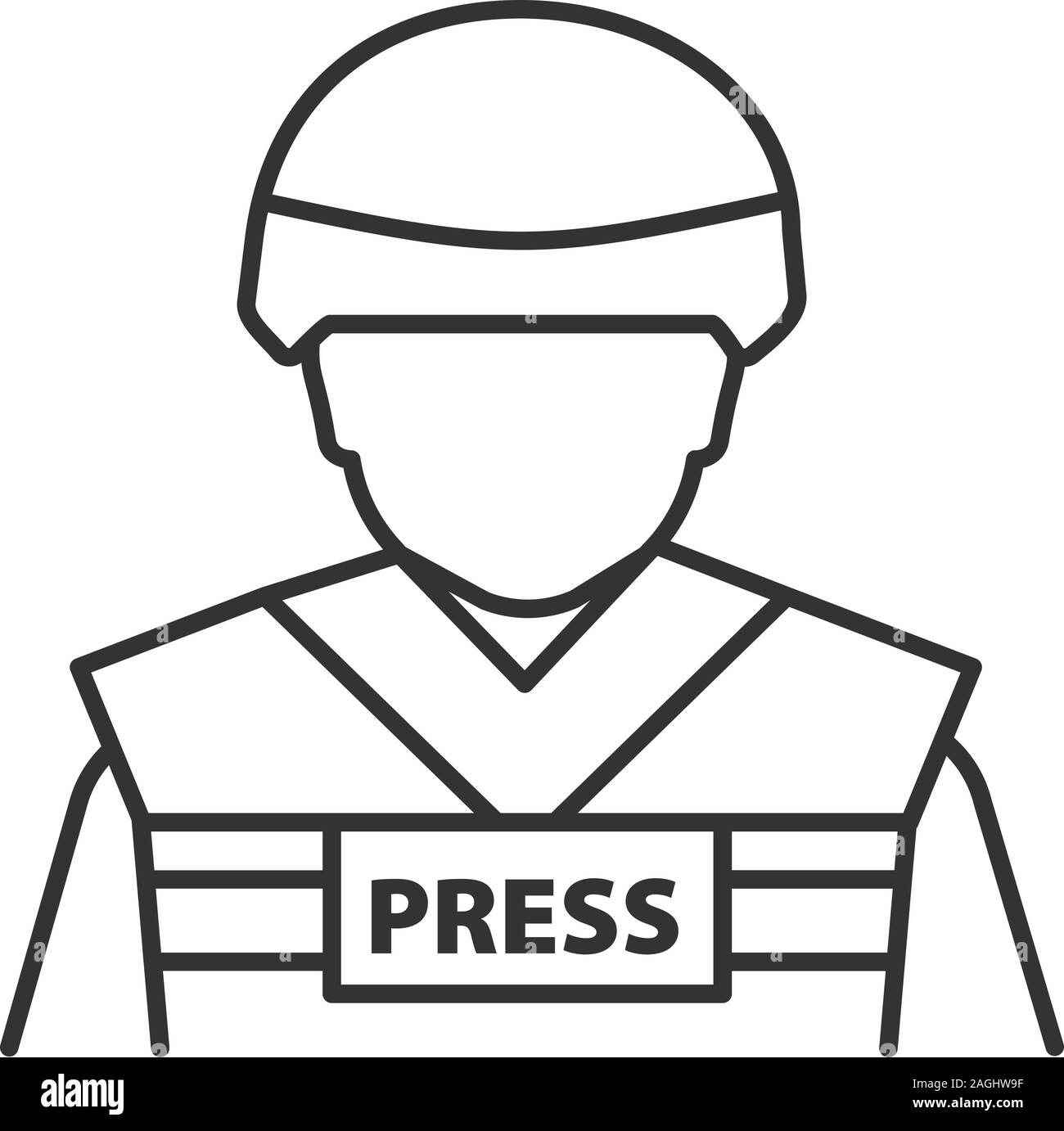 War correspondent linear icon. Thin line illustration. Military ...