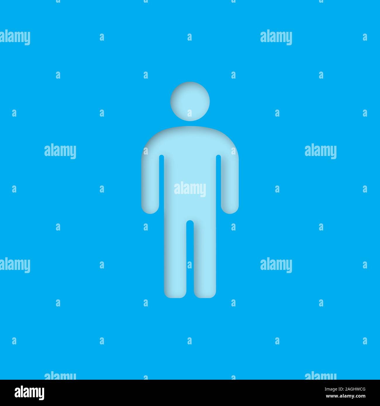 Man in front view paper cut out icon. Boy. Vector silhouette isolated ...