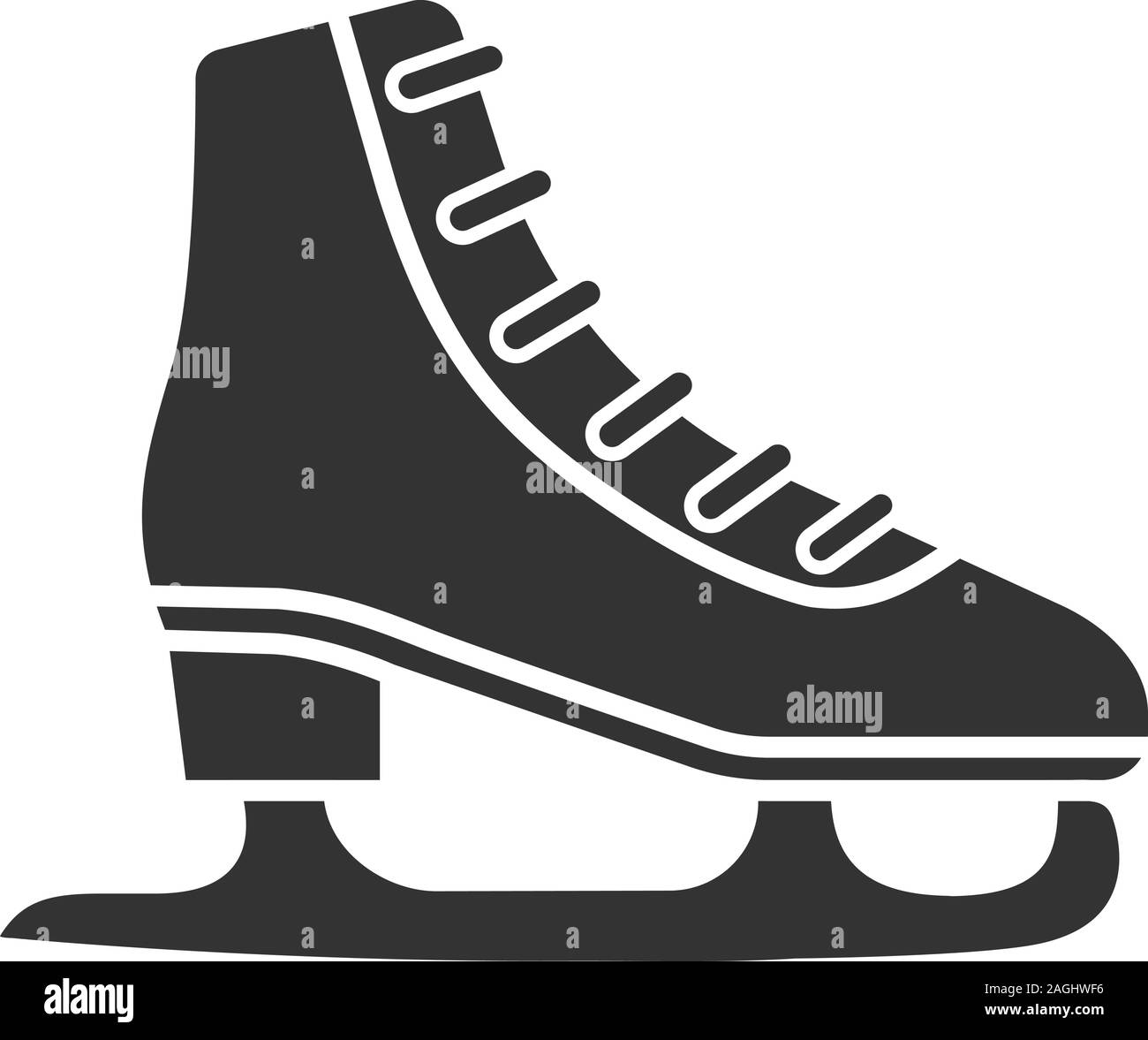 Ice skate glyph icon. Skating boot. Silhouette symbol. Negative space ...