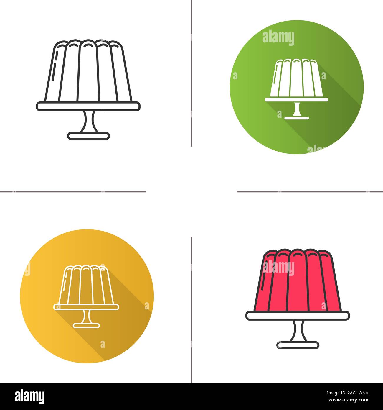 Jelly pudding icon. Gelatin dessert. Flat design, linear and color ...