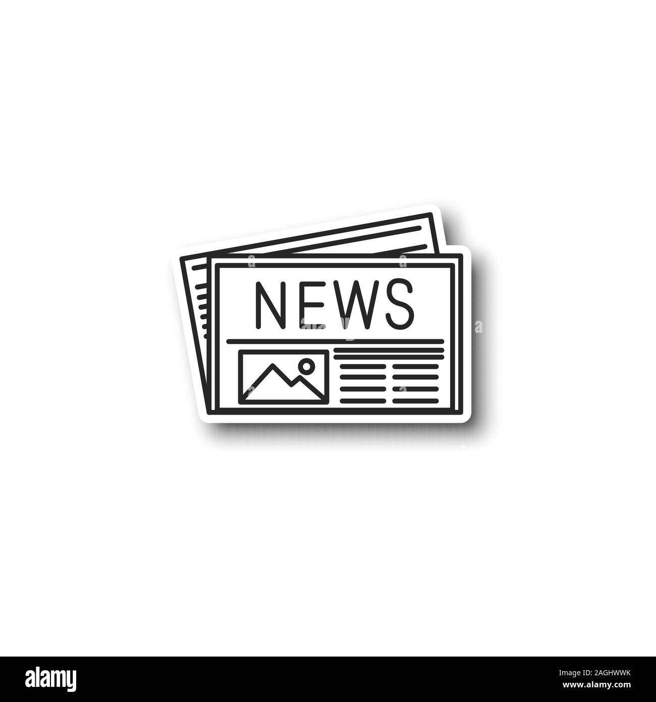 Newspaper patch. Color sticker. Periodical publication. Vector isolated ...