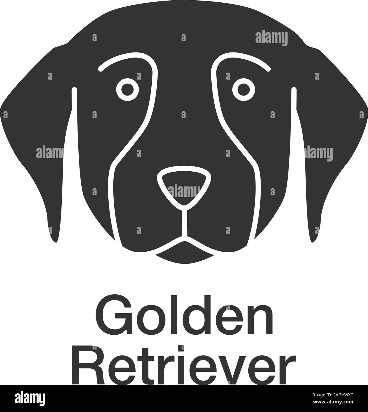 Golden Retriever glyph icon. Guide dog breed. Silhouette symbol ...