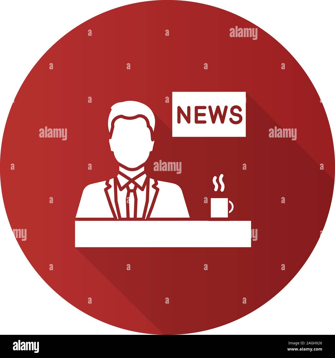 TV presenter flat design long shadow glyph icon. Newscaster. Morning ...