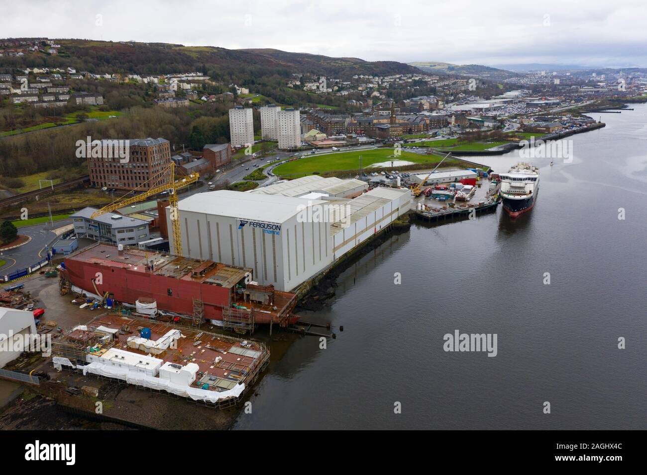 Aerial drone view glen sannox ferry hi-res stock photography and images ...
