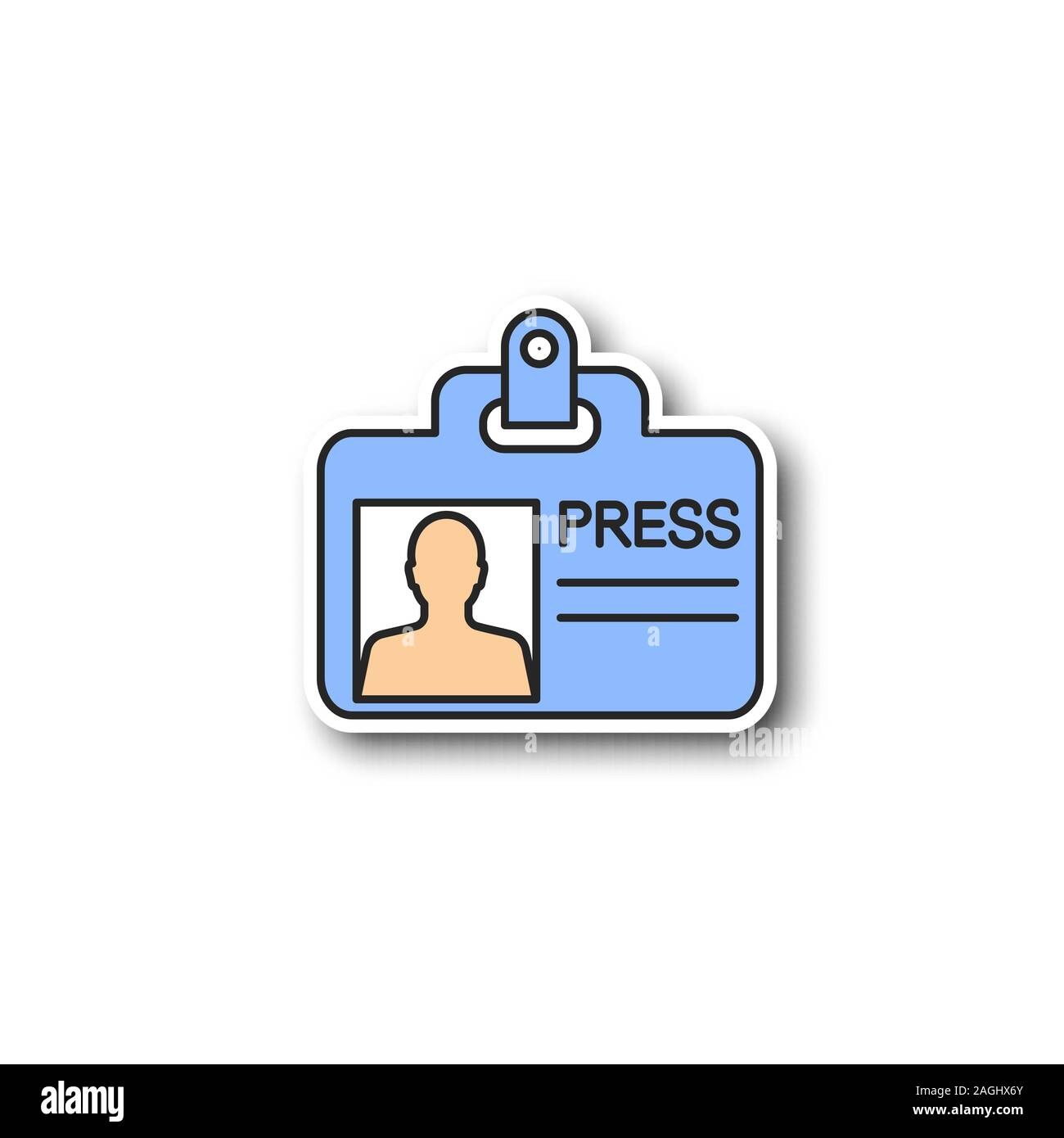 Press ID card patch. Journalist badge. Color sticker. Vector isolated ...