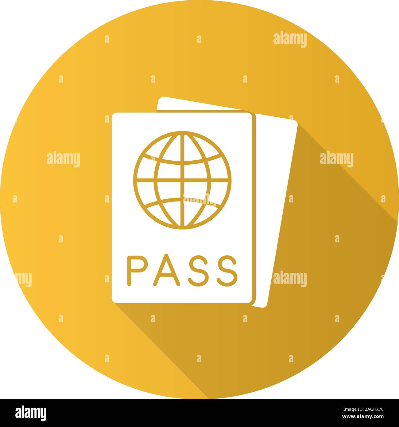 International passport flat design long shadow glyph icon. Identity ...