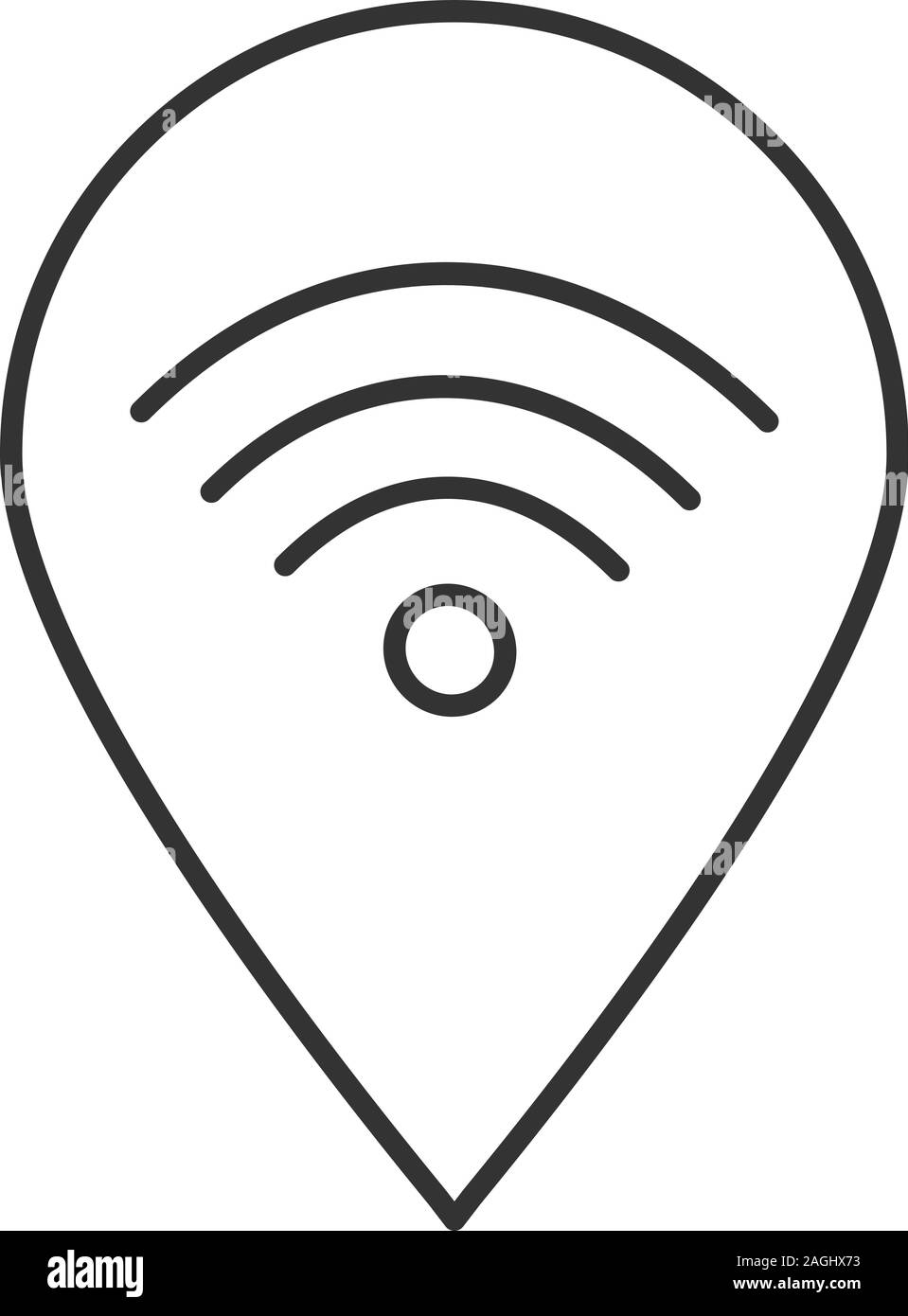 Map pinpoint with wifi signal inside linear icon. Thin line ...
