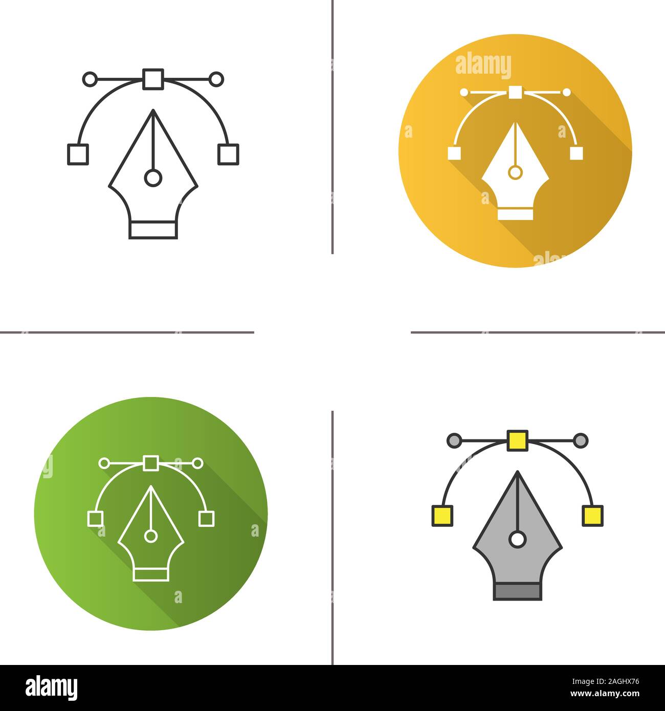 Fountain pen nib icon. Computer pen tool. Drawing. Flat design, linear ...