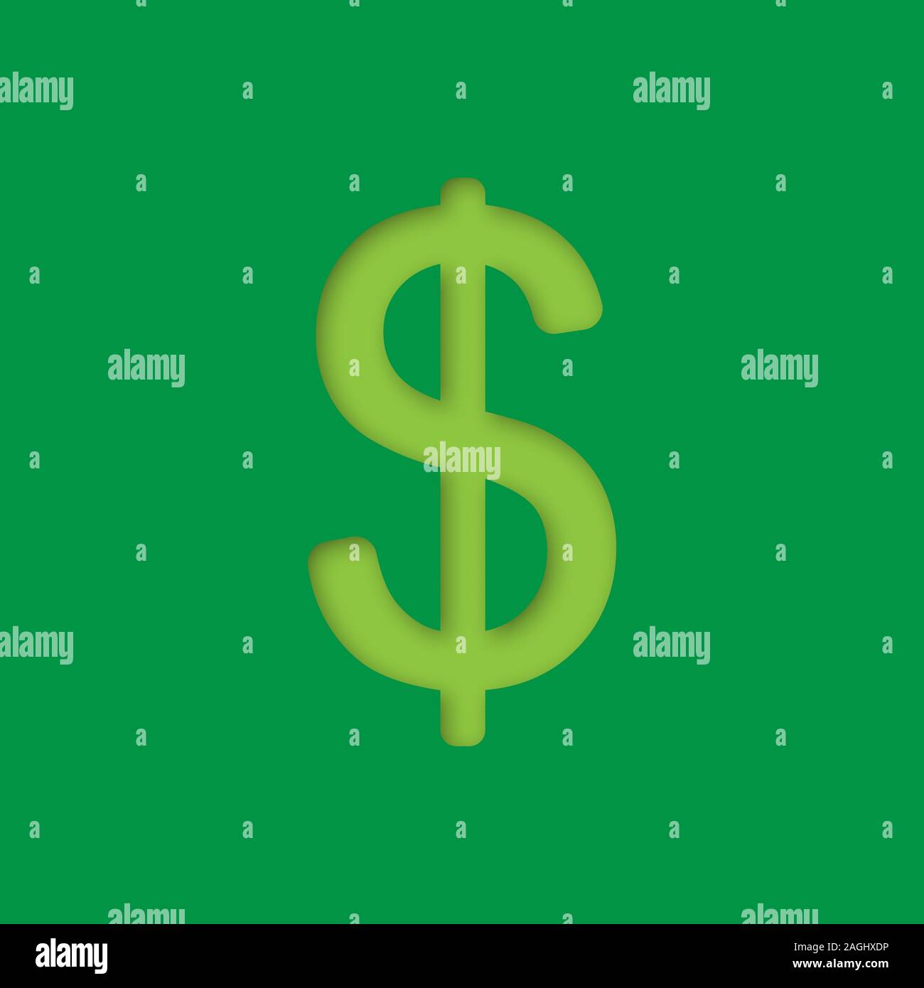 Dollar sign paper cut out icon. Currency. Vector silhouette isolated ...