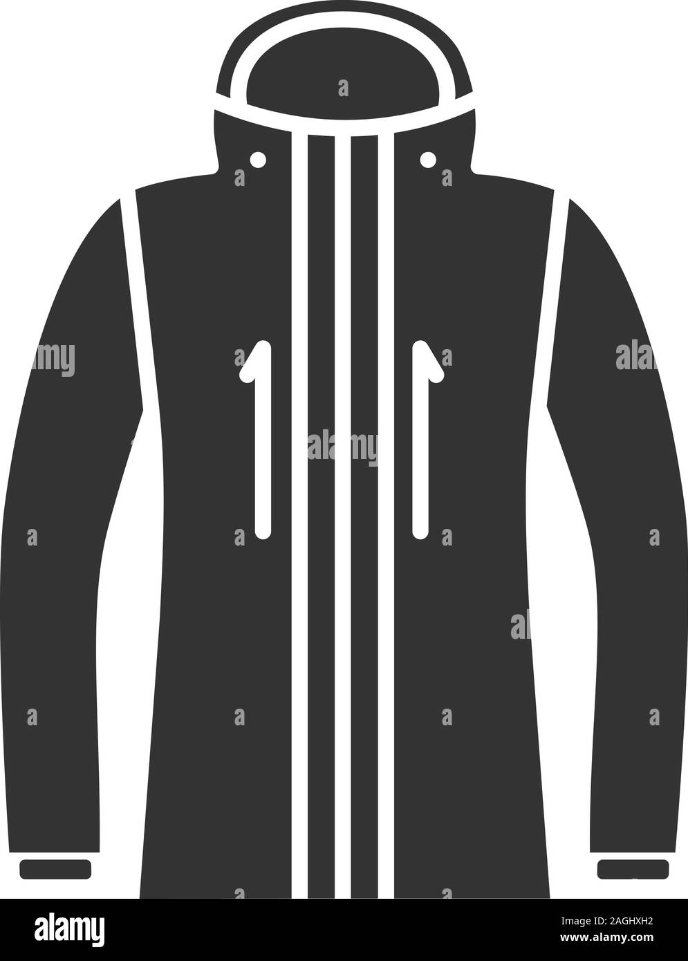 Ski jacket glyph icon. Winter outerwear. Silhouette symbol. Negative ...