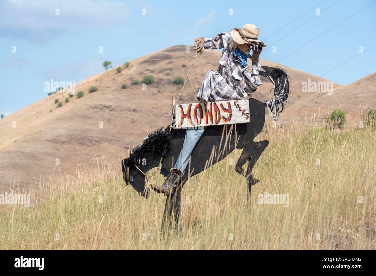 "Howdy Folks" welcome sign, White Bird, Idaho Stock Photo - Alamy