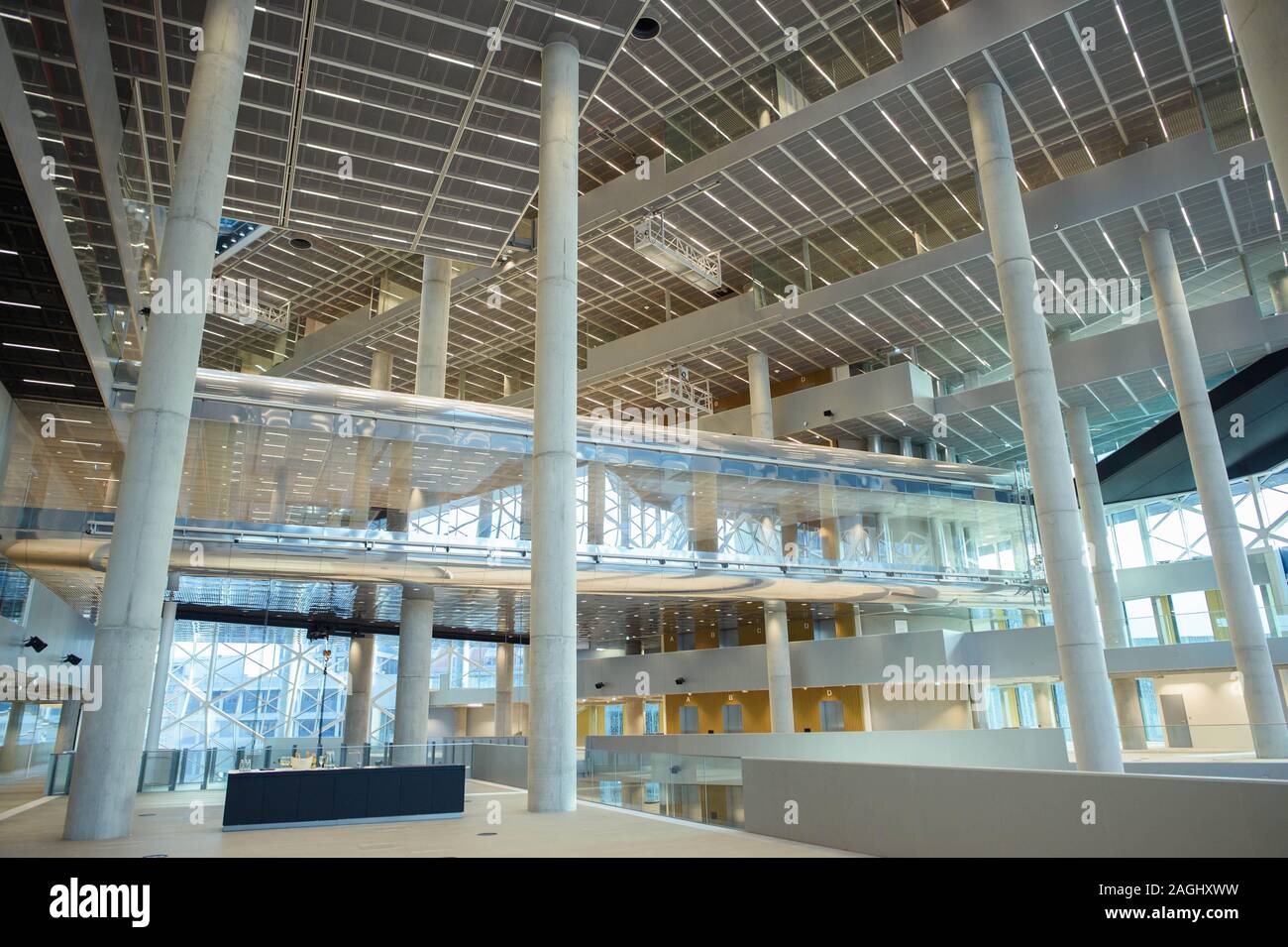 19 December 2019, Berlin: Interior view of the atrium of the new Axel ...