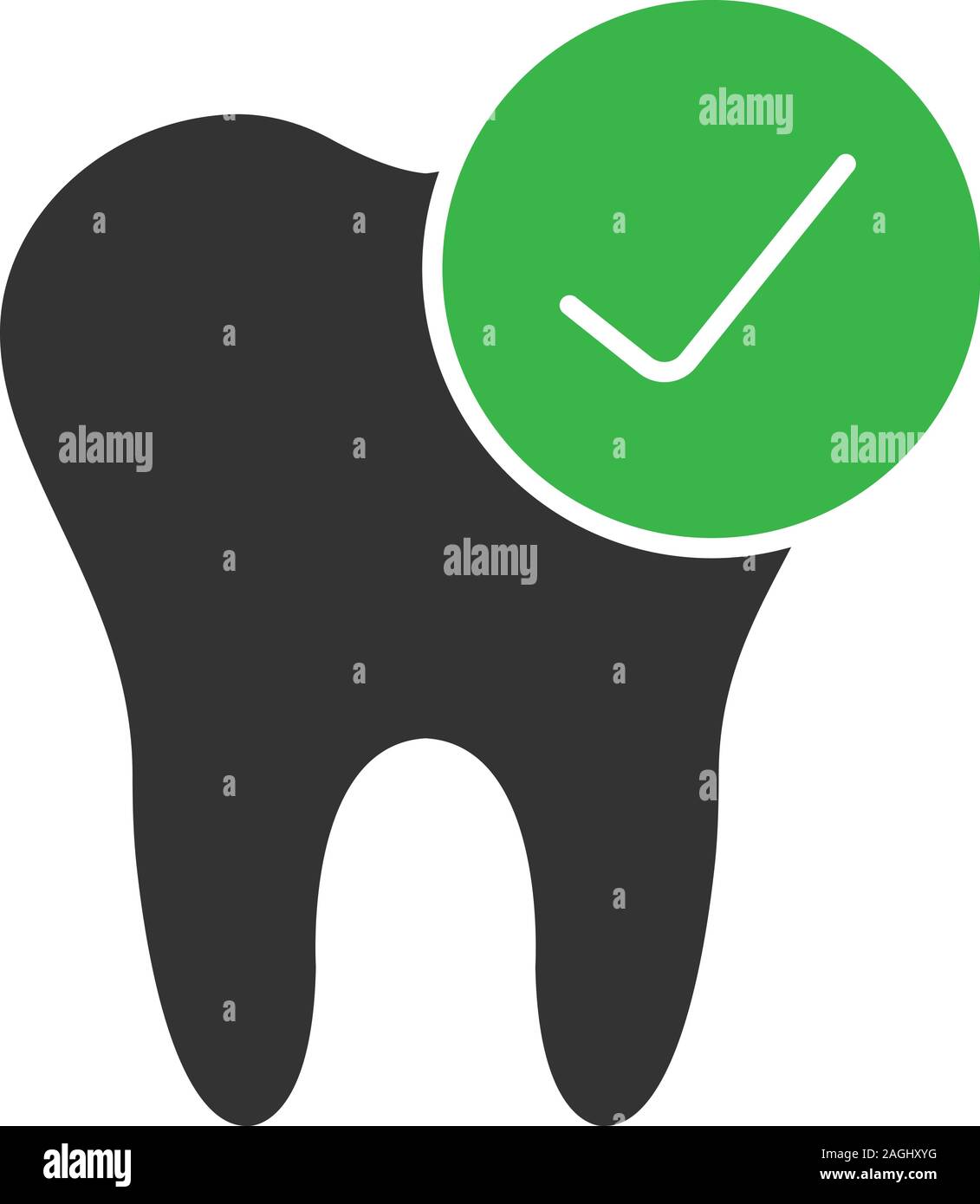 Healthy teeth glyph icon. Tooth with check mark. Silhouette symbol ...