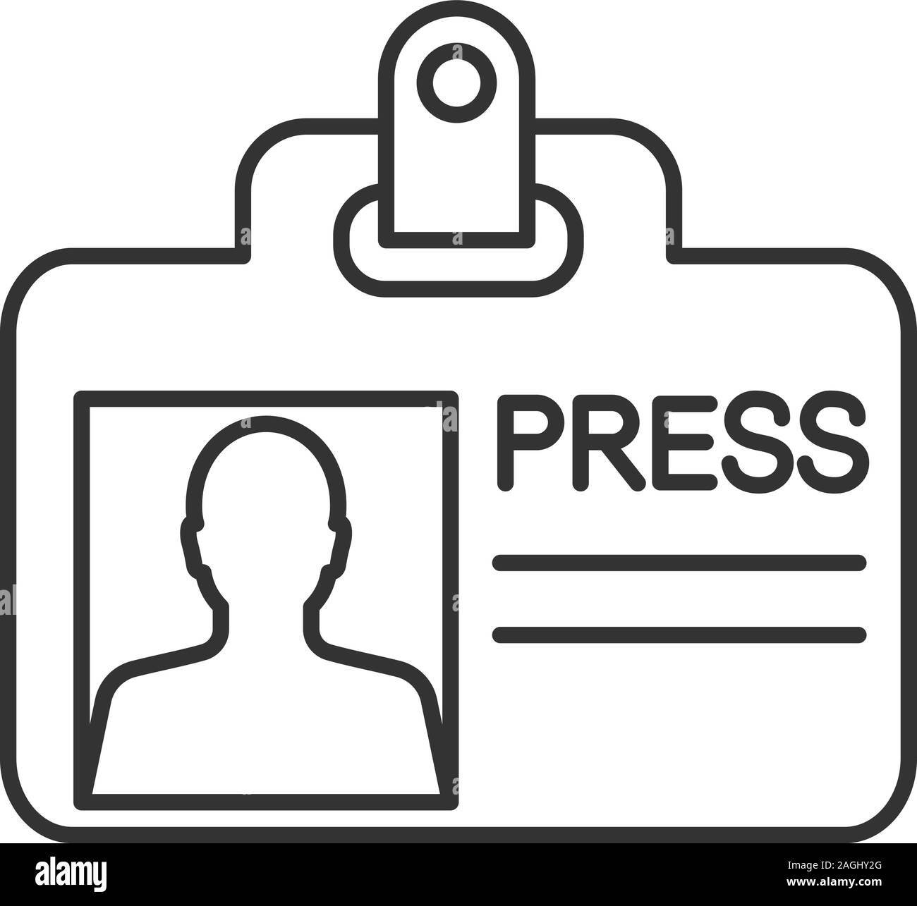 Press ID card linear icon. Thin line illustration. Journalist badge ...