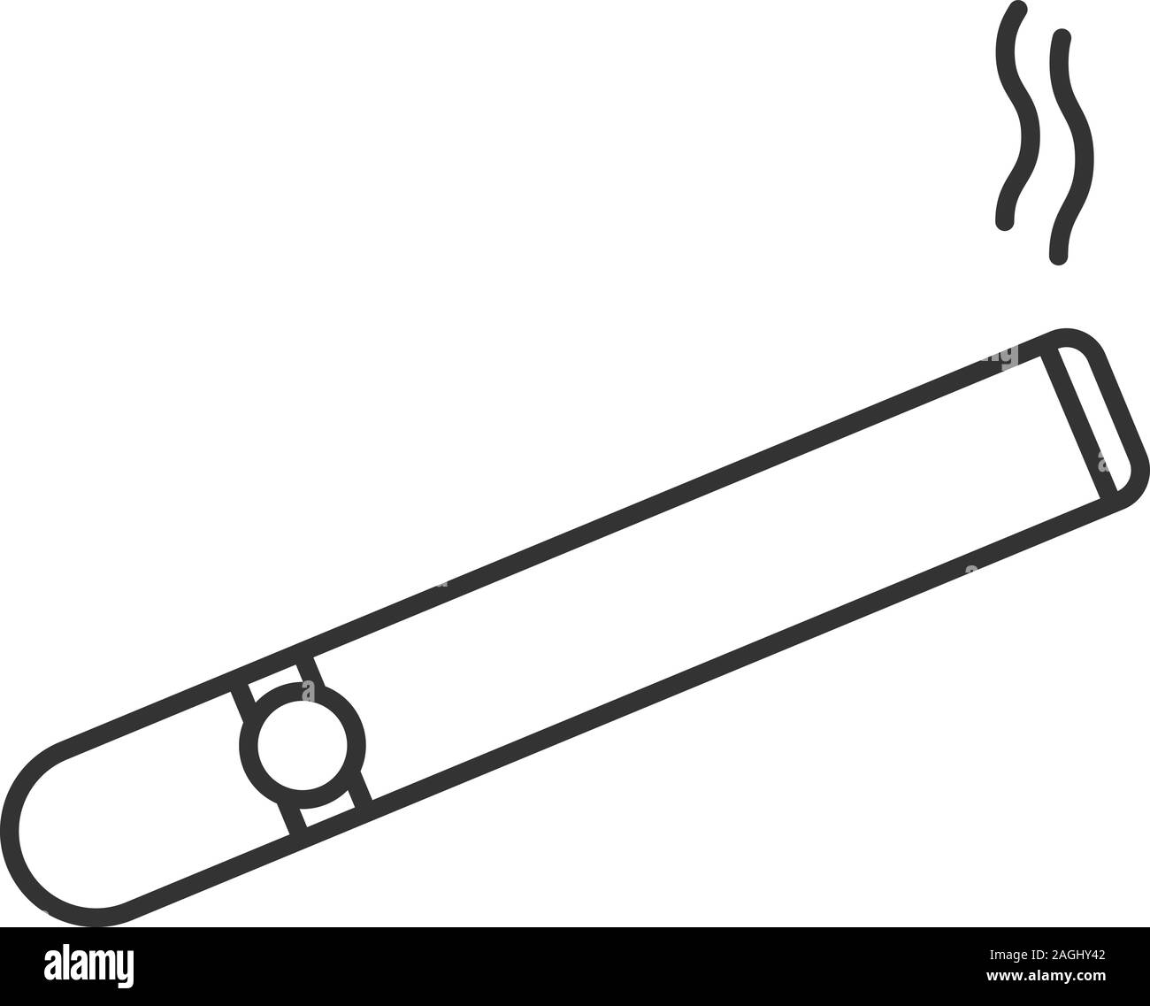Burning cigar linear icon. Thin line illustration. Cigarette. Smoking ...