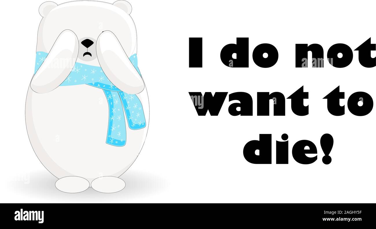 Polar bear cartoon character. The animal is suffering. Catastrophe ...