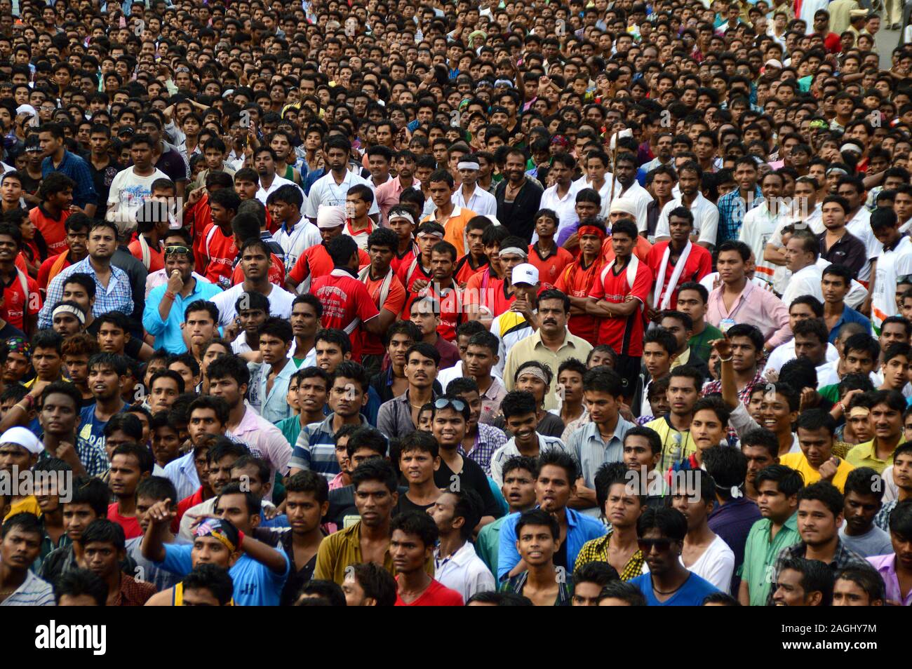 AMRAVATI, MAHARASHTRA, INDIA - AUGUST 24 : Crowd of young People ...