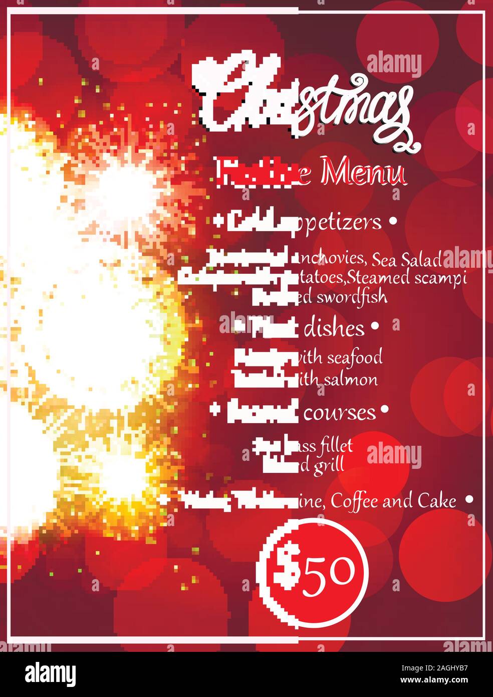 Bright banner Merry Christmas. Blank with approximate christmas menu ...