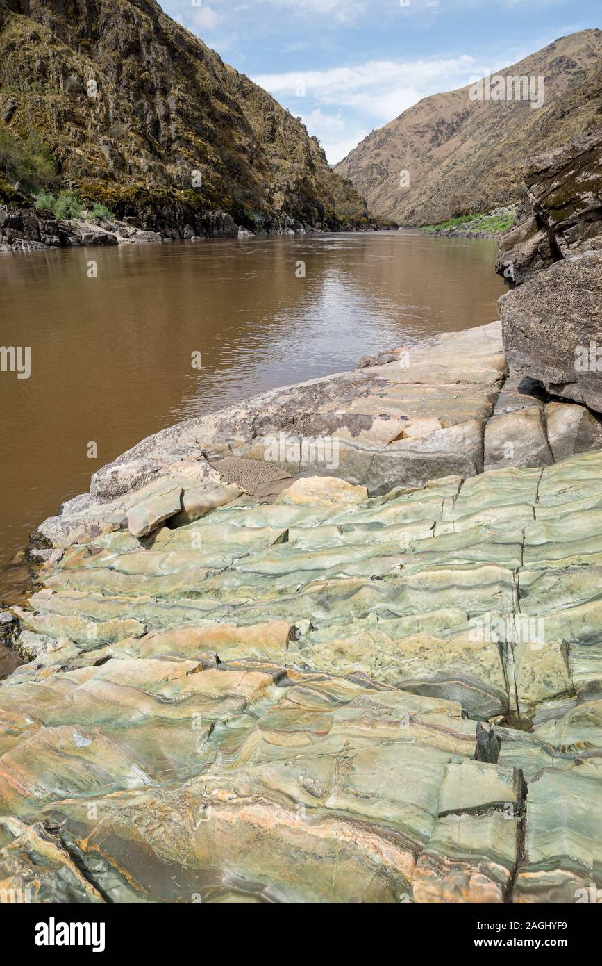 Rock layers along Idaho's Lower Salmon River Stock Photo - Alamy