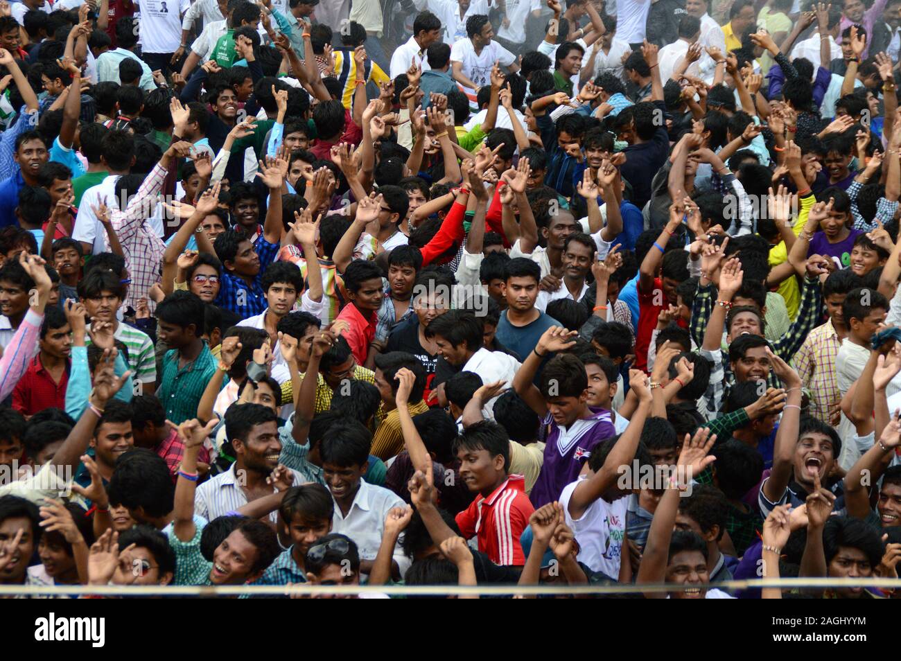 AMRAVATI, MAHARASHTRA, INDIA - AUGUST 24 : Crowd of young People ...