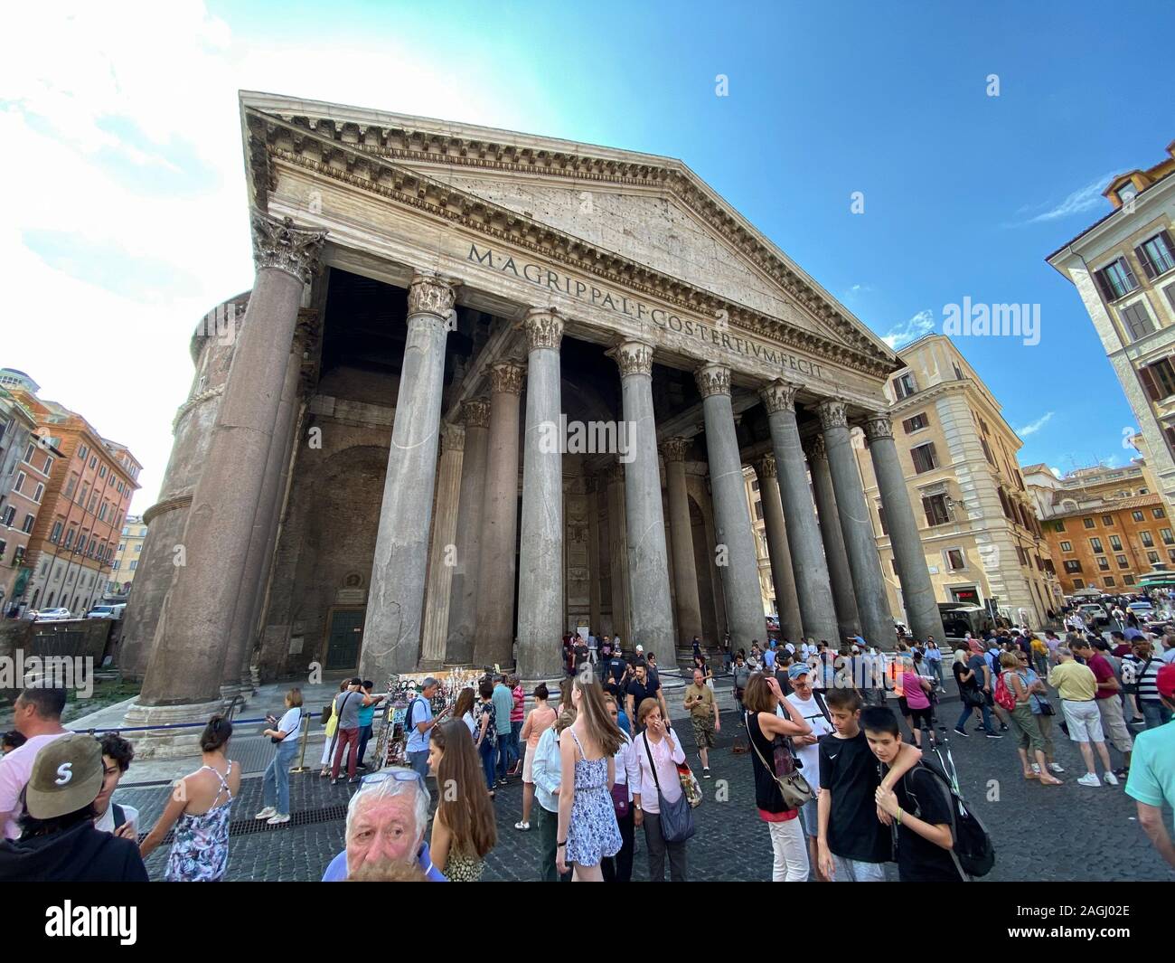 The Pantheon temple in Rome, Italy, with the hole in the ceiling Stock ...