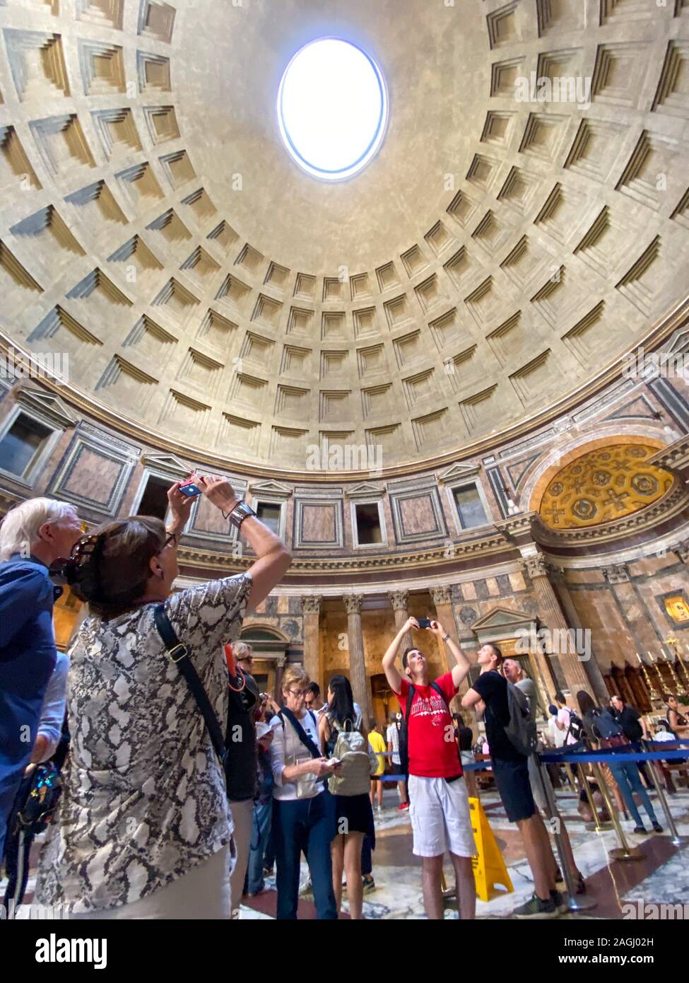 The Pantheon temple in Rome, Italy, with the hole in the ceiling Stock ...