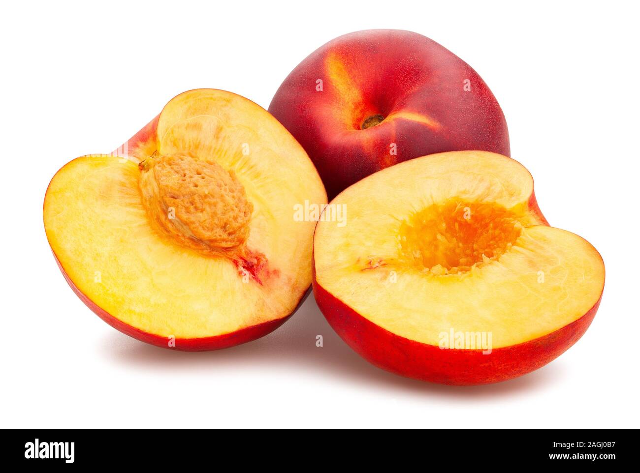 sliced nectarine path isolated on white Stock Photo - Alamy