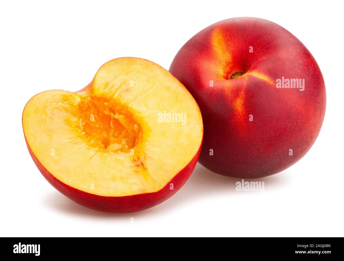 sliced nectarine path isolated on white Stock Photo - Alamy