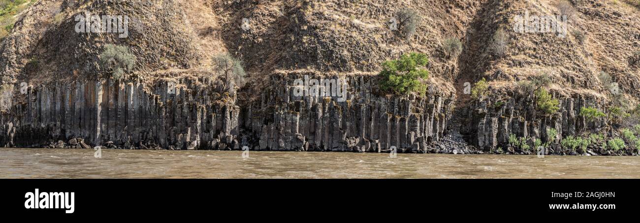 Panoramic view of a columnar basalt formation along Idaho's Lower ...