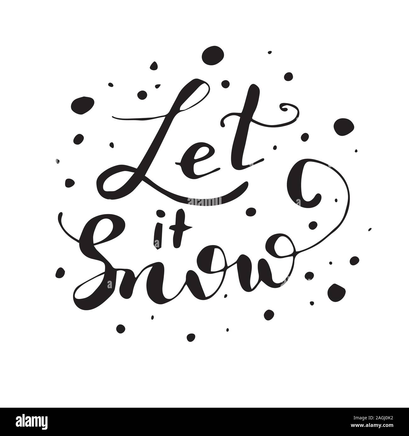 Let it snow Christmas calligraphy. Handwritten modern brush lettering ...