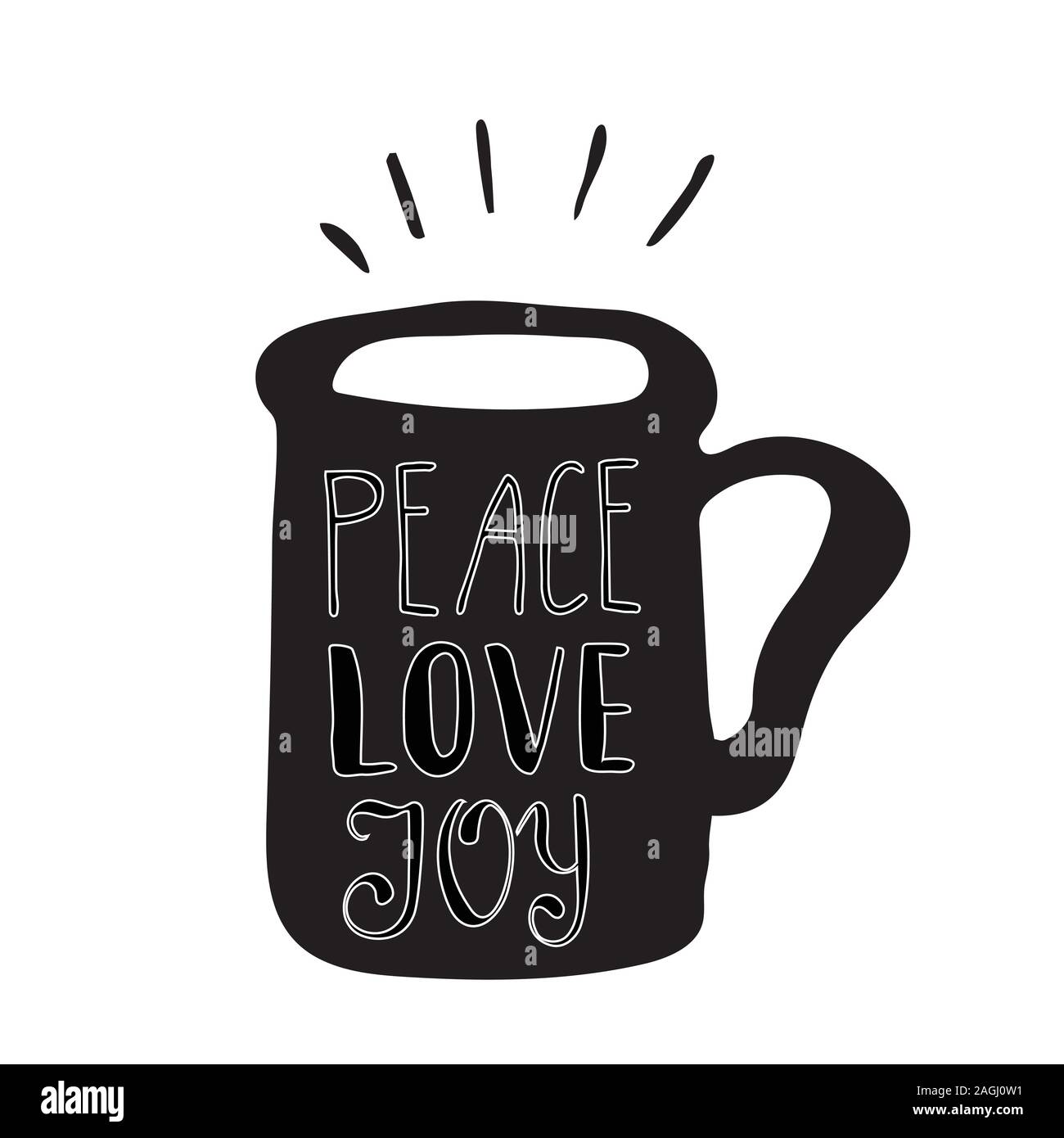 Merry Christmas hand lettering signature Peace Love Joy Stock Vector ...