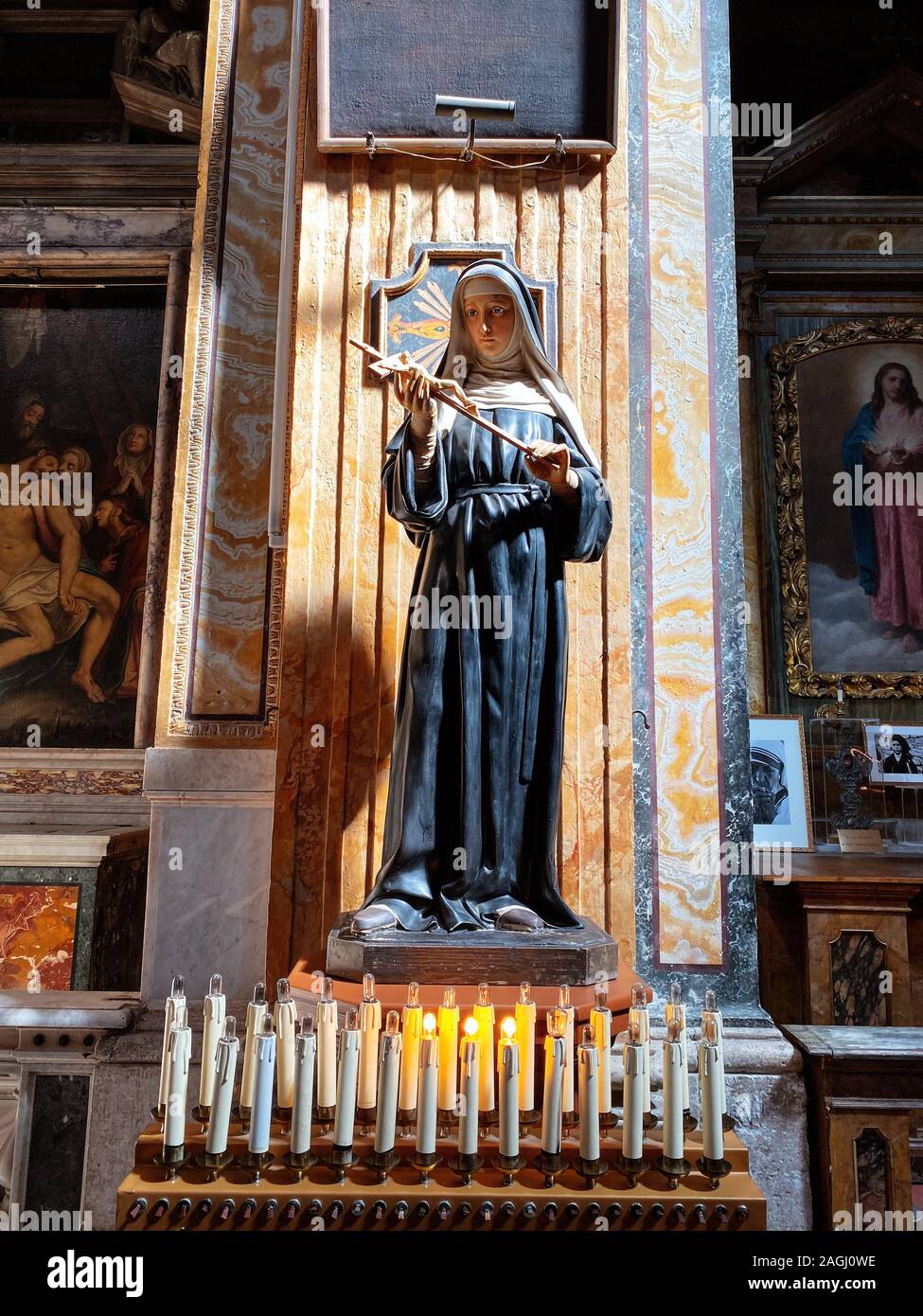 City of Rome, statue of maria with the cross of jesus in her hand Stock ...