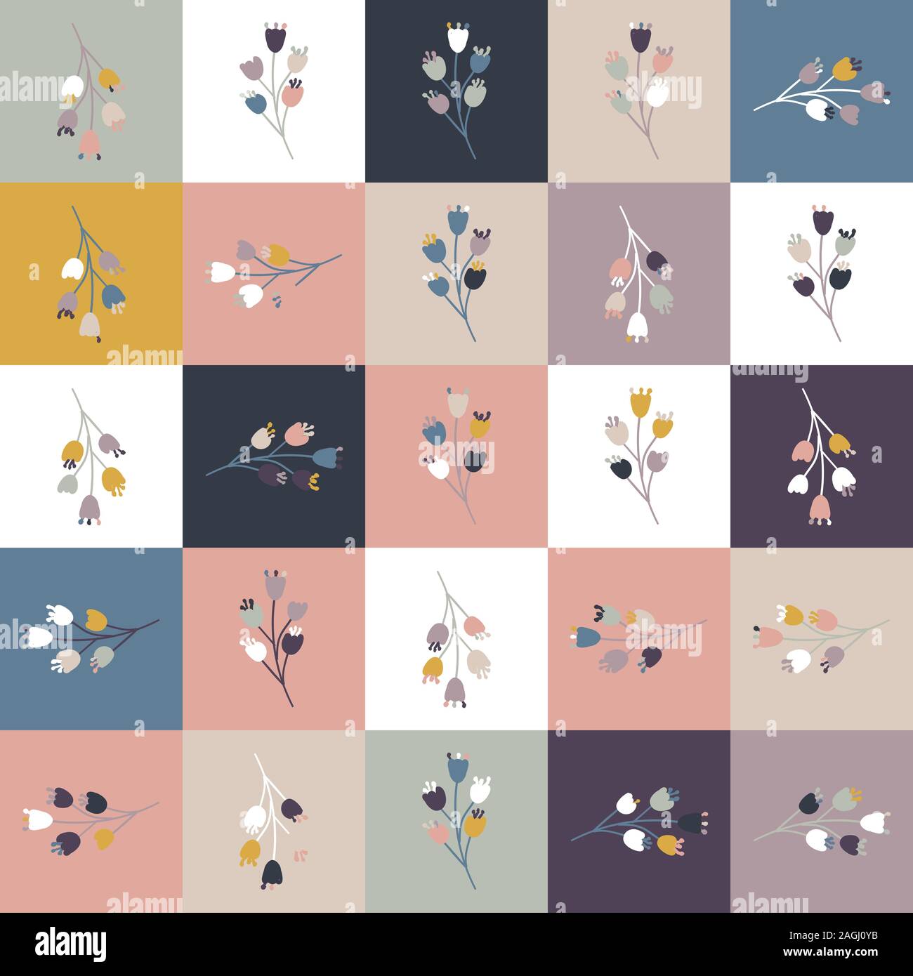 Square floral random girly seamless graphic swatch Stock Vector Image ...