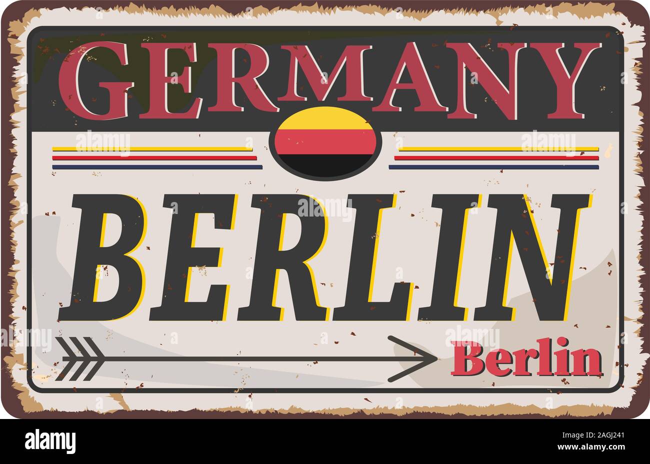 Vintage tin sign with German city. Berlin. City vintage poster vector ...