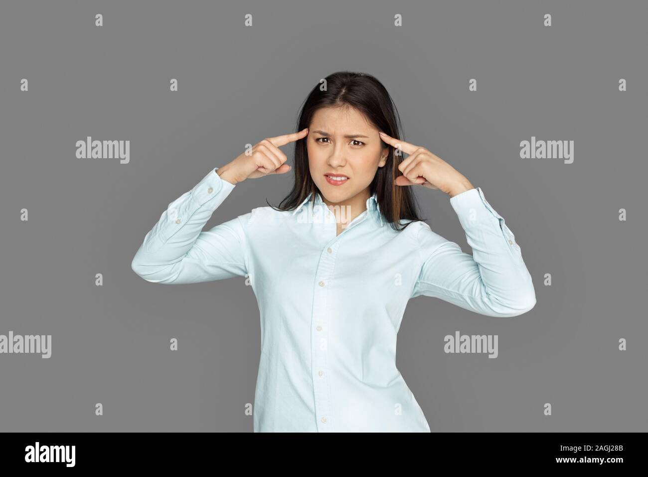 Pointing woman female model hi-res stock photography and images - Alamy