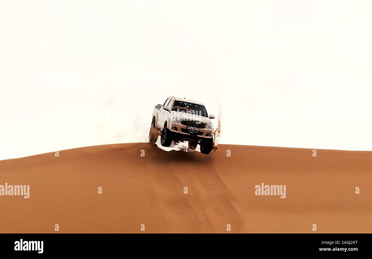 toyota hilux jumping in the desert Stock Photo - Alamy