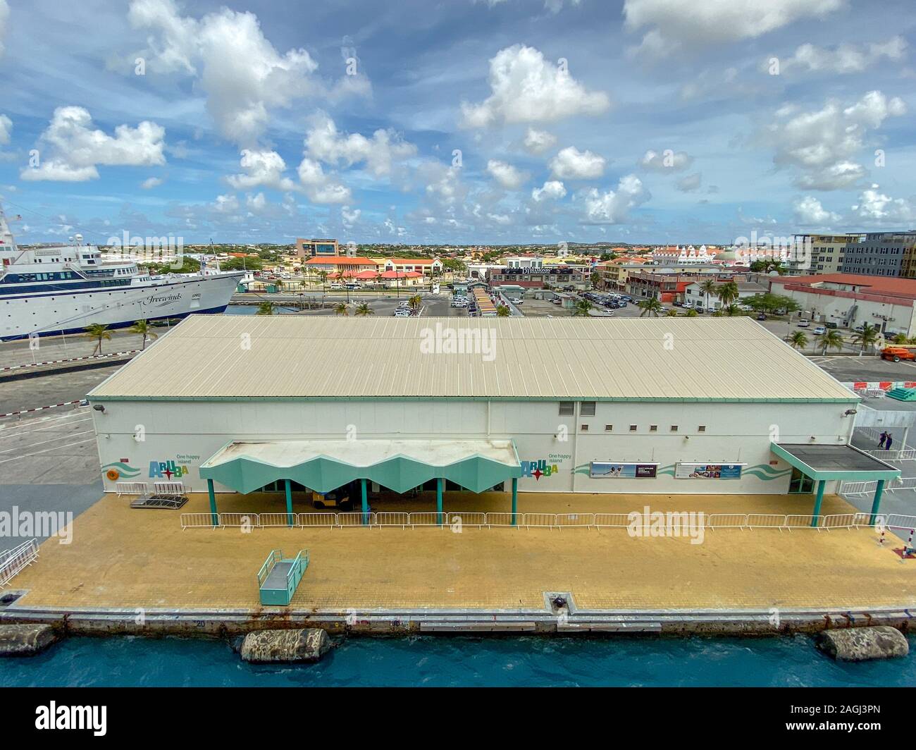 Aruba-11/2/19: The view from a cruise ship sailing into the port of ...