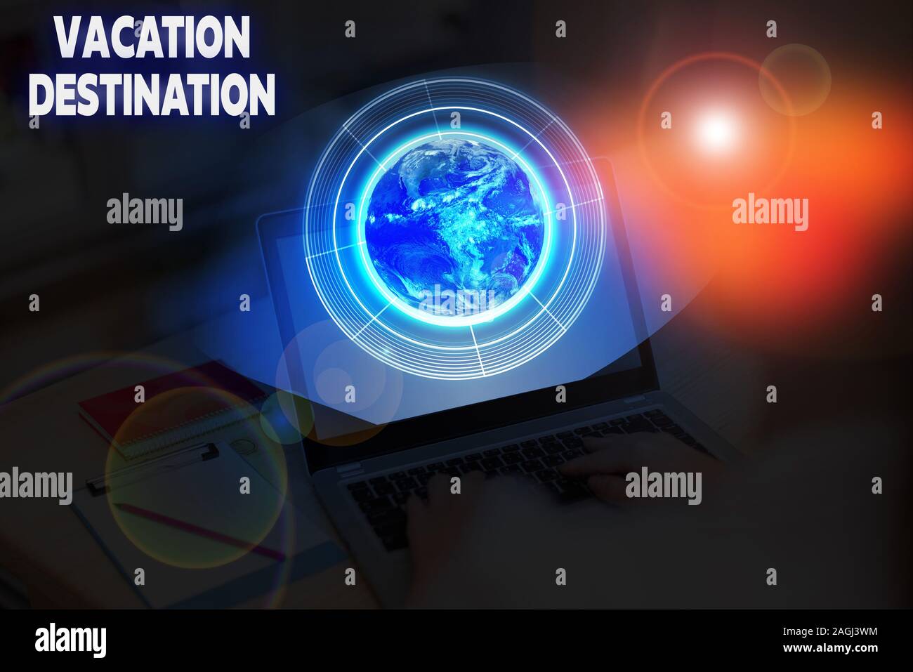Conceptual hand writing showing Vacation Destination. Concept meaning a ...