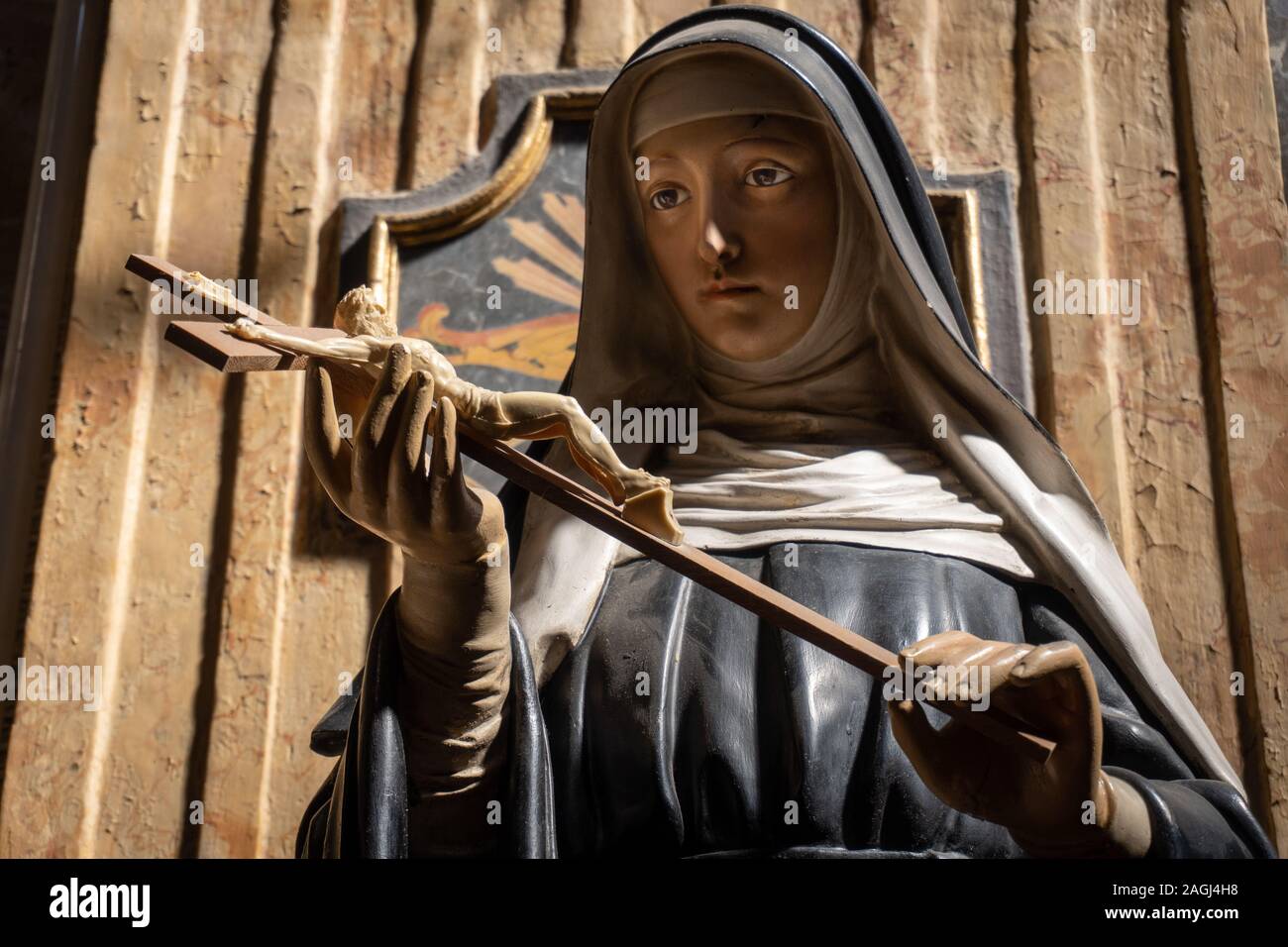 City of Rome, statue of maria with the cross of jesus in her hand Stock ...