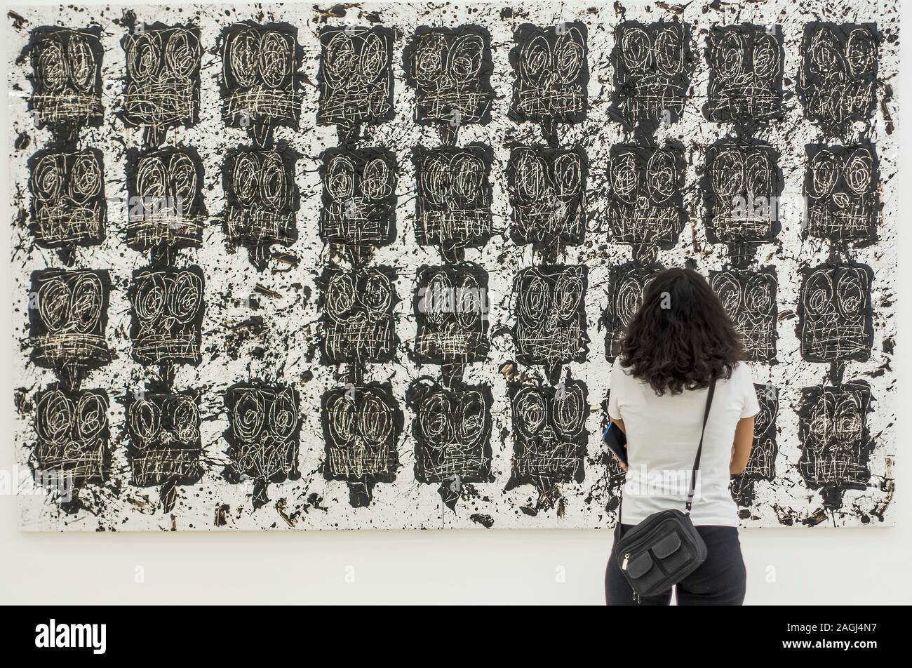 Viewing modern art in Rufino Tamayo Museum, Mexico City, Mexico Stock ...
