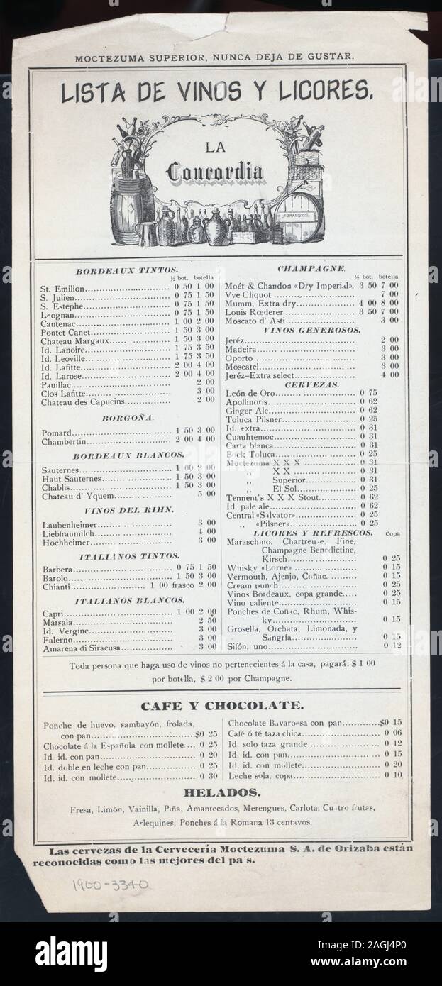 SPANISH; PRICED WINE LIST ON BACK OF MENU; ILLUSTRATION OF SUCKLING PIG ...