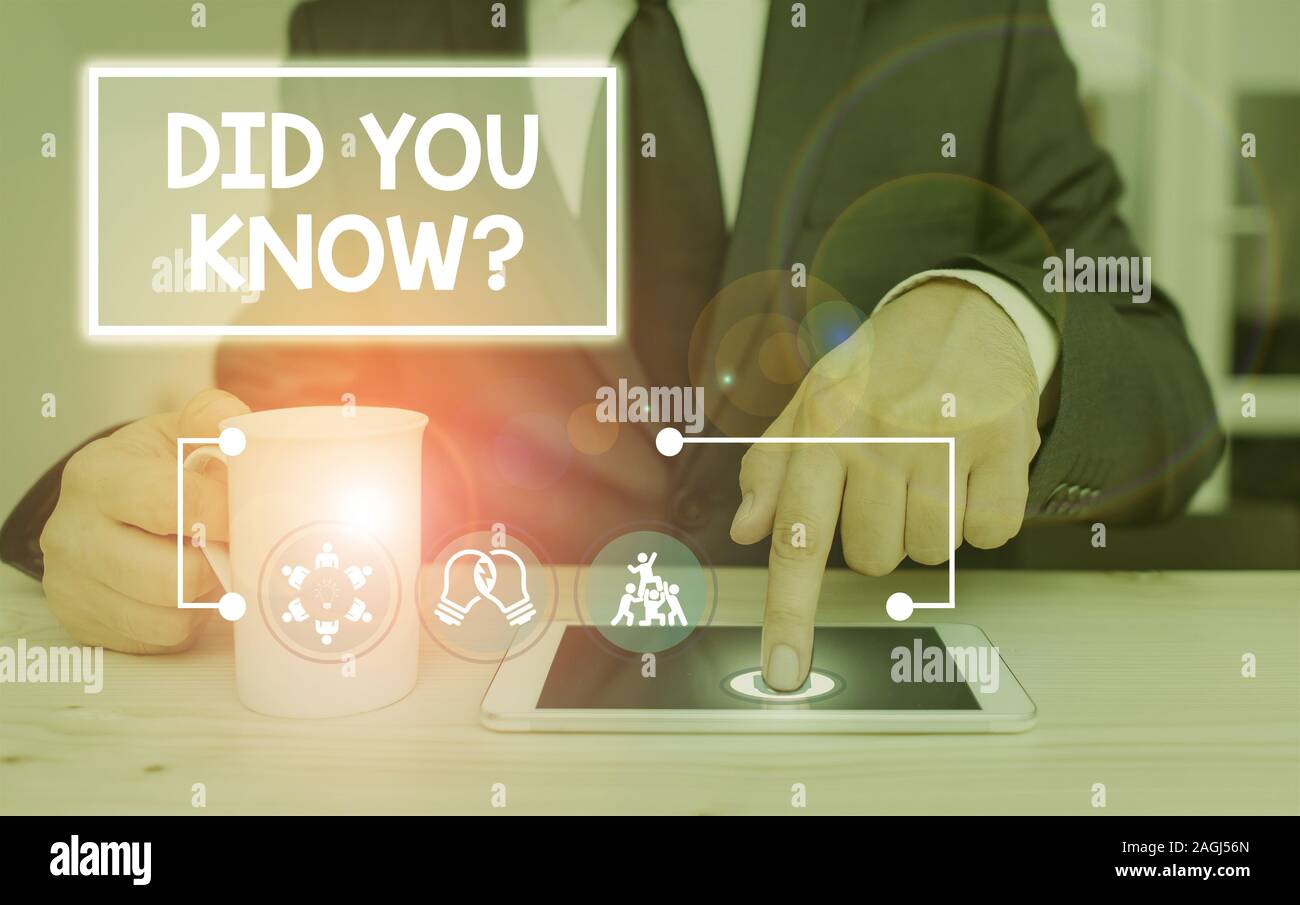 Writing note showing Did You Know Question. Business concept for when ...