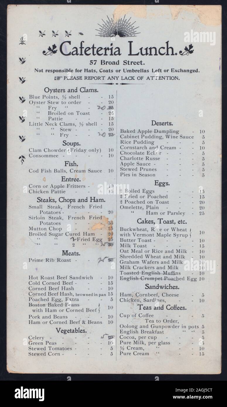 PRICED MENU, ONE SIDE PRINTED, THE OTHER HANDWRITTEN; SKETCH OF WOMAN'S ...