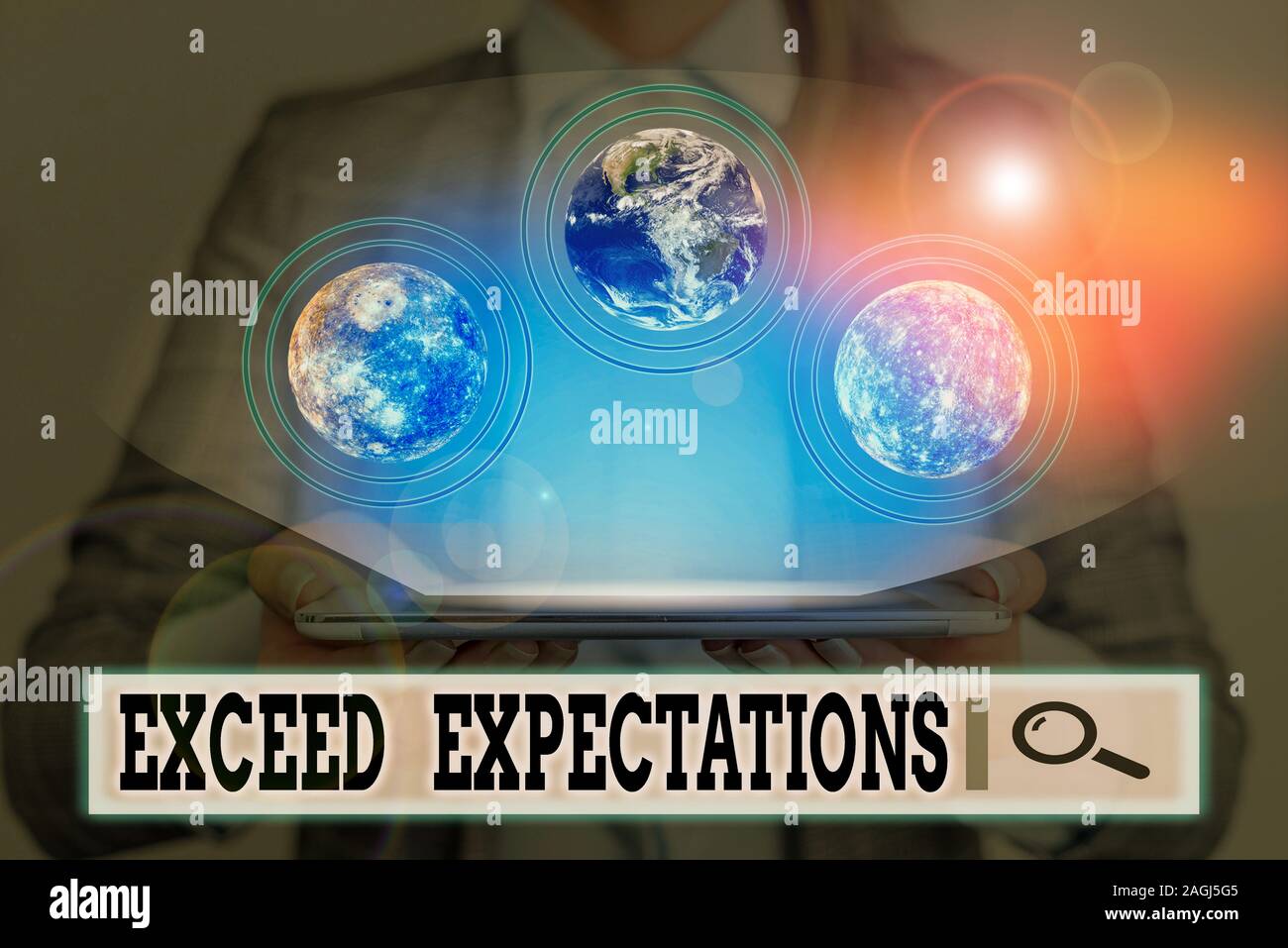 Writing note showing Exceed Expectations. Business concept for able to ...
