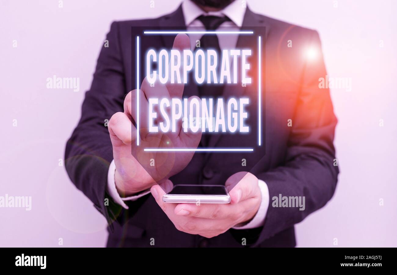 Conceptual hand writing showing Corporate Espionage. Concept meaning ...